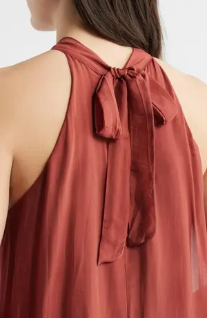 Deluc Vita Mock Neck Satin Maxi Dress - Maroon