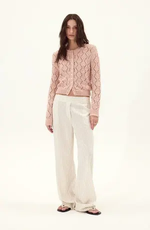 Deluc Cerdena Pointelle Cotton Blend Cardigan - Pink