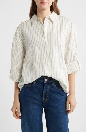 Deluc Santorini Stripe Shirt - Ecru