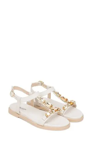 NEROGIARDINI Jeweled T-strap Sandals - Cream