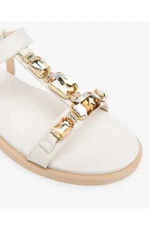 NEROGIARDINI Jeweled T-strap Sandals - Cream