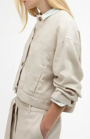 Barbour Gabby Oversize Linen-blend Twill Shirt Jacket