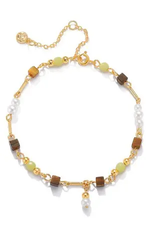LA MENO Beaded Chain Bracelet - Gold