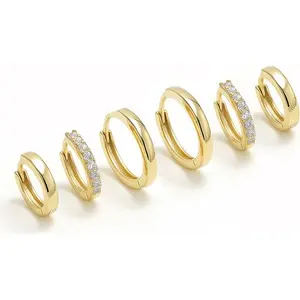 LA MENO Set Of 3 Hoop Earrings - Gold