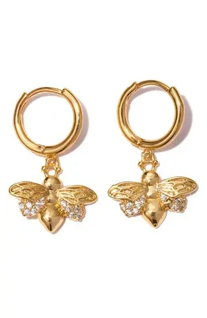LA MENO Bee Hoop Earrings - Gold