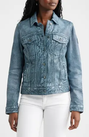 Mauritius Jessie Denim Look Leather Trucker Jacket