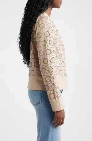 Mauritius Lacey Laser-cut Leather Jacket