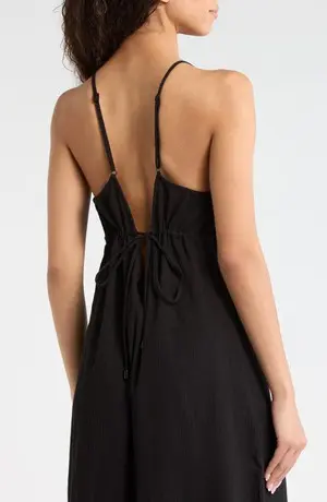 Sanctuary Crinkle Gauze Midi Dress - Black