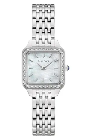 Bulova Classic Sutton Square Diamond & Mother-of-pearl Bracelet Watch - Silver-tone