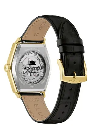Bulova Frank Sinatra Automatic Leather Strap Watch - Black