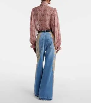 Dolce & Gabbana Lace-trimmed Wide-leg Jeans