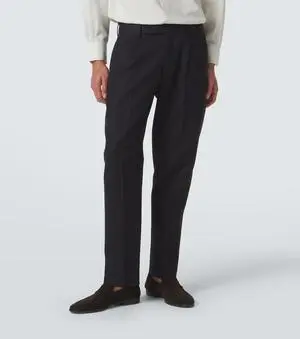 Zegna Cotton And Linen Straight Pants - Blue