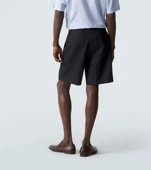 Zegna Cotton And Linen Straight Pants - Blue