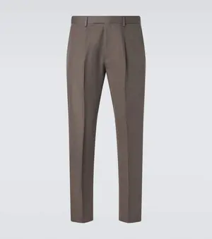 Zegna Cotton And Linen Straight Pants - Brown