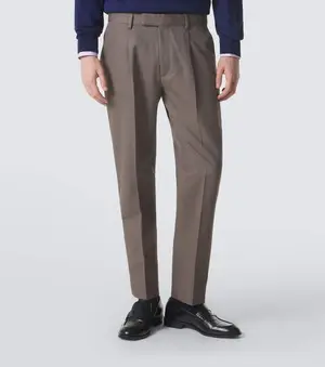 Zegna Cotton And Linen Straight Pants - Brown