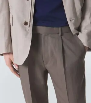 Zegna Cotton And Linen Straight Pants - Brown