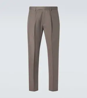 Zegna Cotton And Linen Straight Pants - Brown