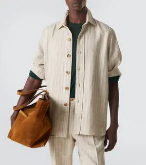 Rubinacci Striped Linen And Wool Slim Pants