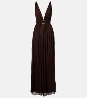 Tory Burch Belted Jersey Maxi Dress - Brown