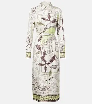 Tory Burch Belted Printed Silk Midi Dress - Multicoloured