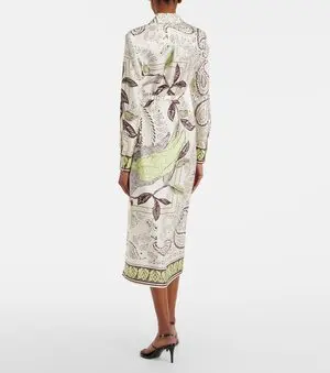 Tory Burch Belted Printed Silk Midi Dress - Multicoloured