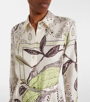 Tory Burch Belted Printed Silk Midi Dress - Multicoloured