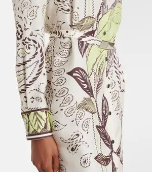 Tory Burch Belted Printed Silk Midi Dress - Multicoloured