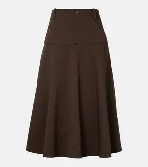Vince Cotton Twill Midi Skirt