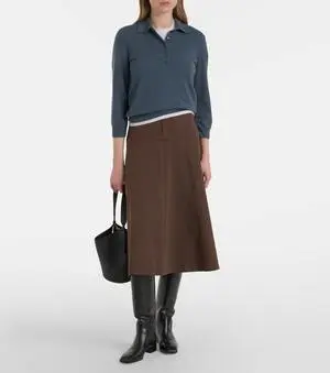 Vince Cotton Twill Midi Skirt