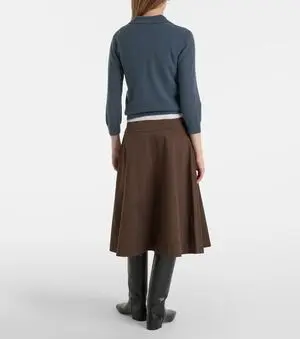 Vince Cotton Twill Midi Skirt