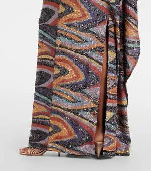 TALLER MARMO Jasmine Sequined Draped Gown