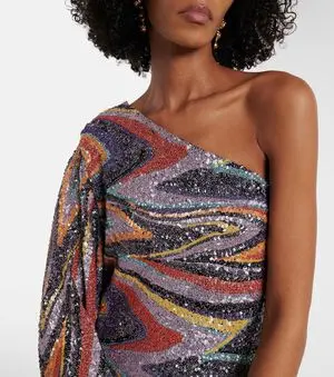 TALLER MARMO Jasmine Sequined Draped Gown