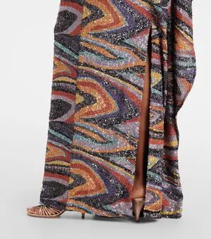 TALLER MARMO Jasmine Sequined Draped Gown