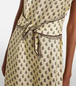 DÔEN Amorette Paisley Silk-blend Midi Dress - Yellow