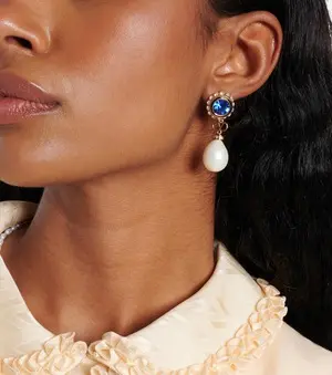Valentino Garavani Vlogo Embellished Drop Earrings - Blue