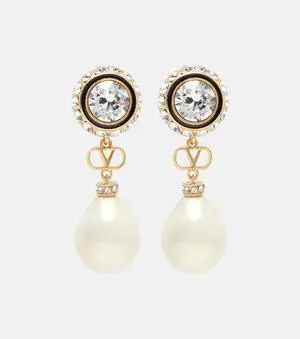 Valentino Garavani Vlogo Embellished Drop Earrings - Gold