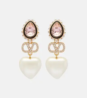 Valentino Garavani Vlogo Embellished Drop Earrings - Silver