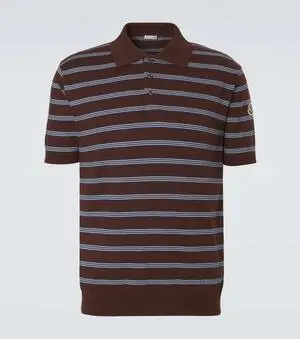 Moncler Striped Cotton Polo Shirt - Brown