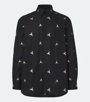 Simone Rocha Embroidered Cotton Poplin Shirt - Black