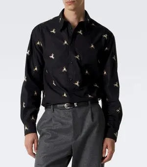 Simone Rocha Embroidered Cotton Poplin Shirt - Black