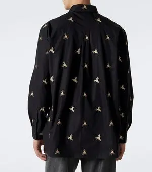Simone Rocha Embroidered Cotton Poplin Shirt - Black