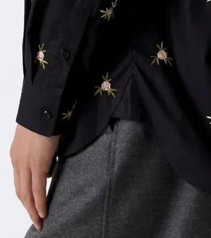 Simone Rocha Embroidered Cotton Poplin Shirt - Black
