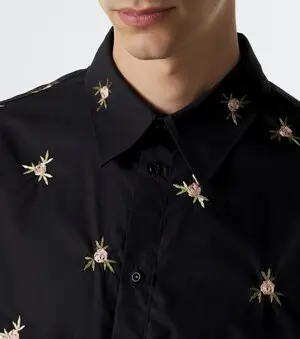 Simone Rocha Embroidered Cotton Poplin Shirt - Black
