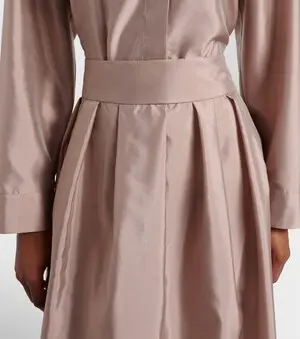 Max Mara Effetto Pleated Taffeta Midi Skirt - Pink