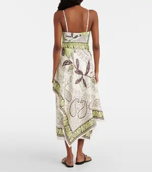 Tory Burch Printed Silk Satin Midi Skirt - Multicoloured