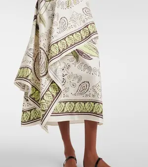 Tory Burch Printed Silk Satin Midi Skirt - Multicoloured