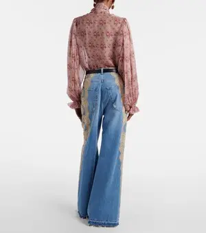 Dolce & Gabbana Lace-trimmed Wide-leg Jeans