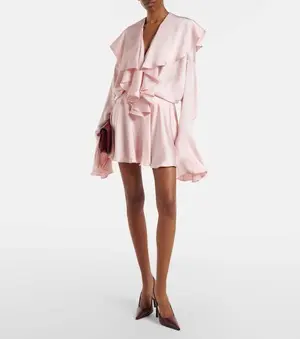 Norma Kamali Ruffled Satin Bodysuit