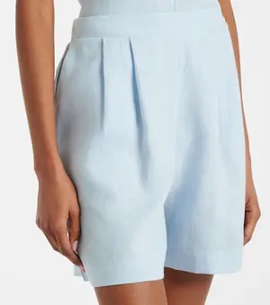 Asceno Dallas Linen Shorts - Blue