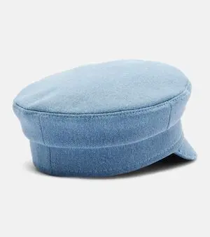 Ruslan Baginskiy Embellished Distressed Denim Newsboy Hat - Blue